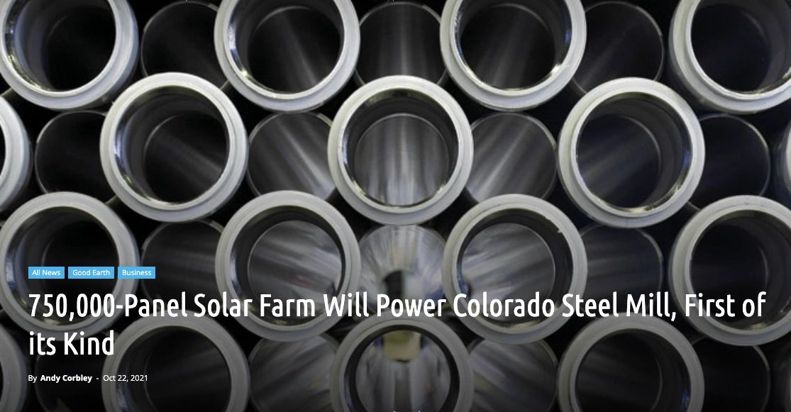 750,000-Panel Solar Farm To Power Steel Mill, First Of It's Kind