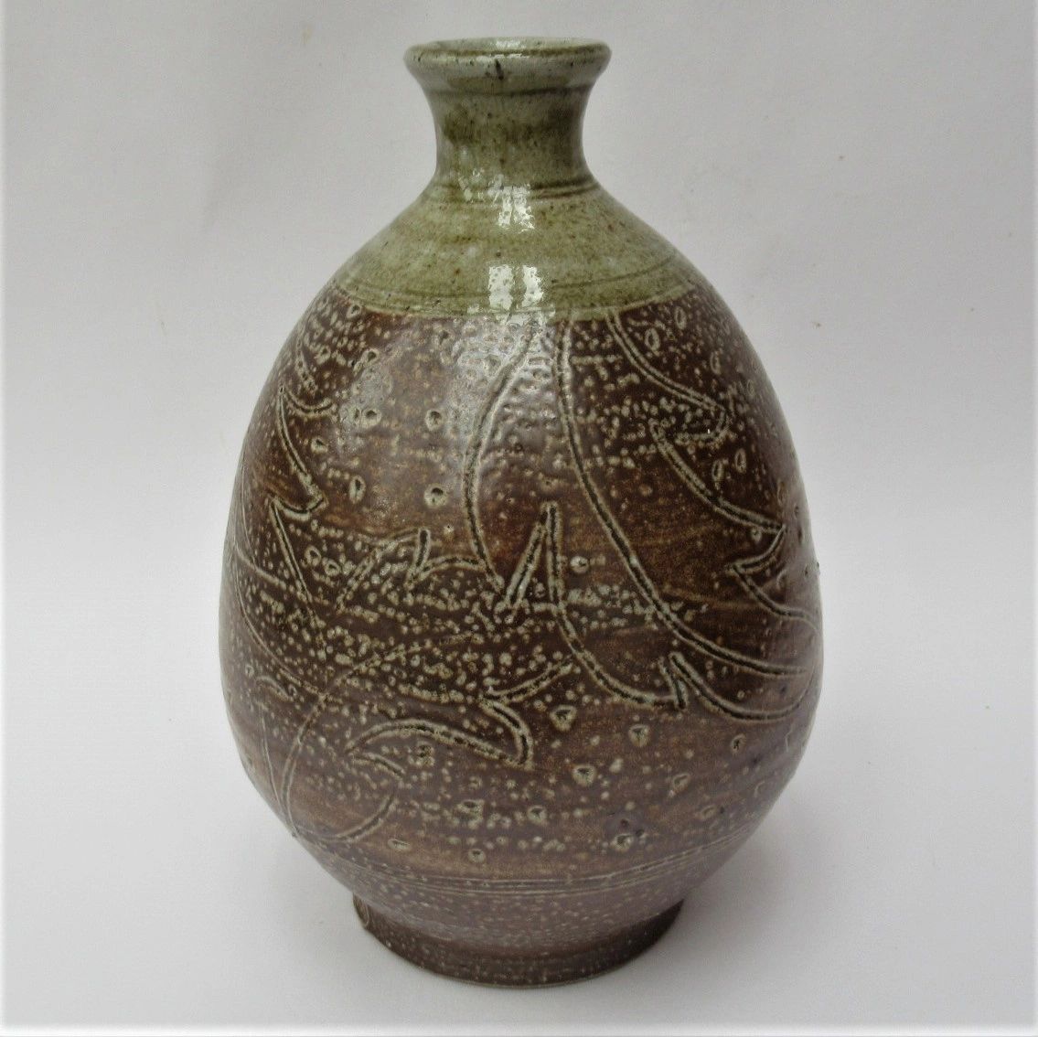 Alex McErlain, British studio pottery salt glazed stoneware bottle vase ...