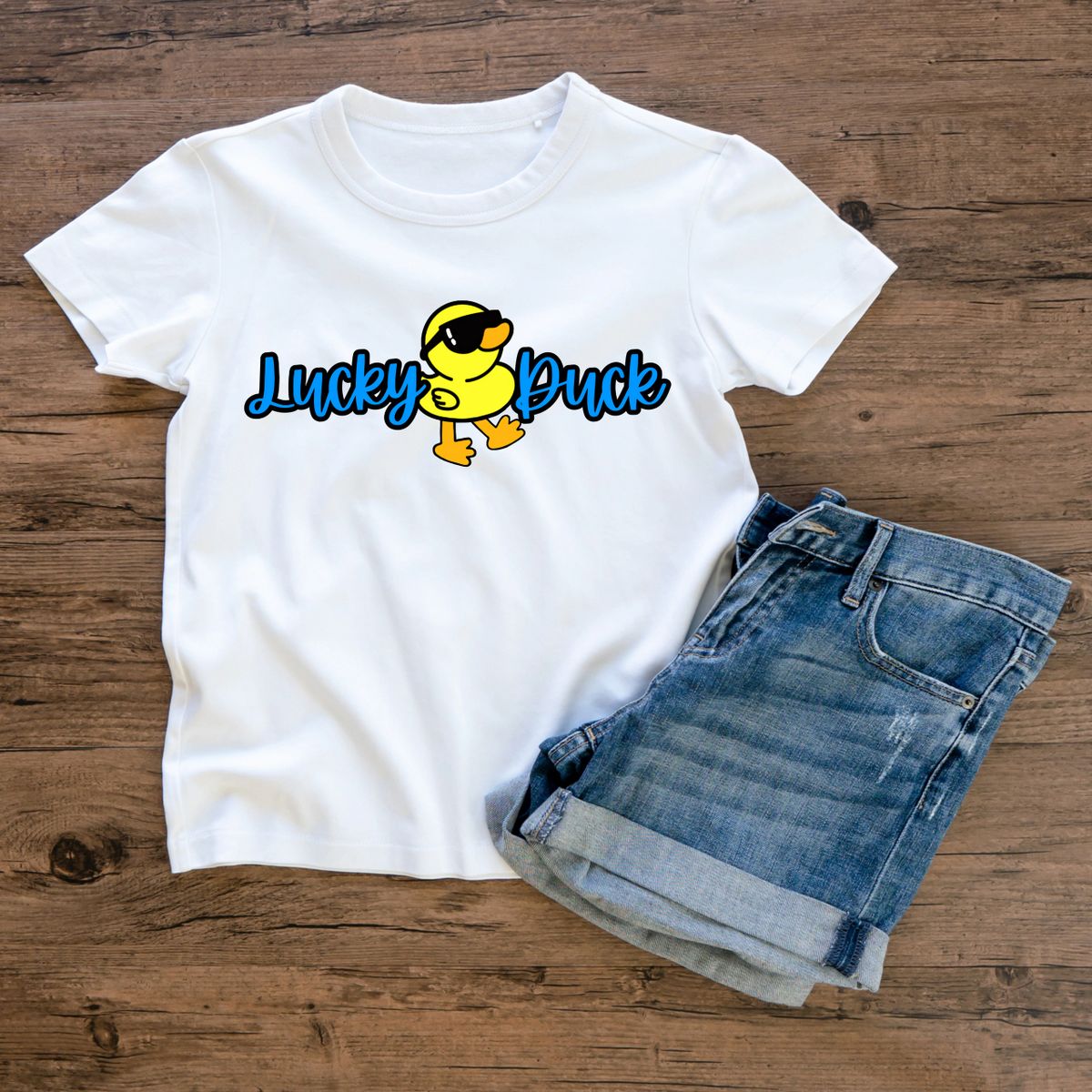 Lucky Duck Script Center T-Shirt