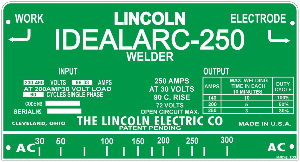 Lincoln Control Plate for Idealarc 250