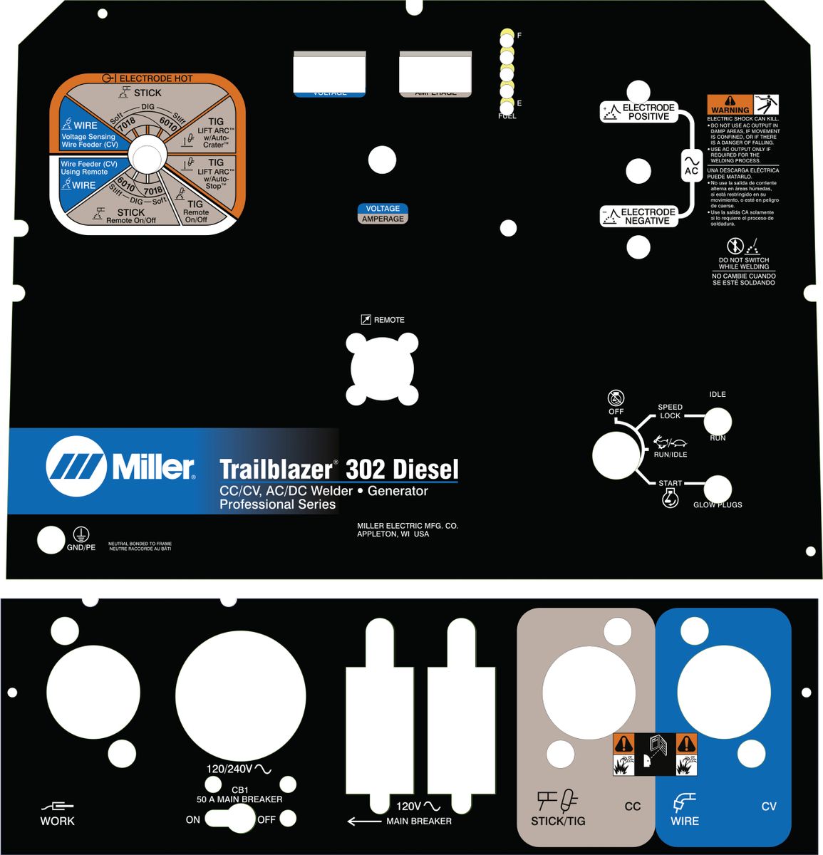 Miller Control Plate for Trailblazer 302 Diesel, Part # 240604