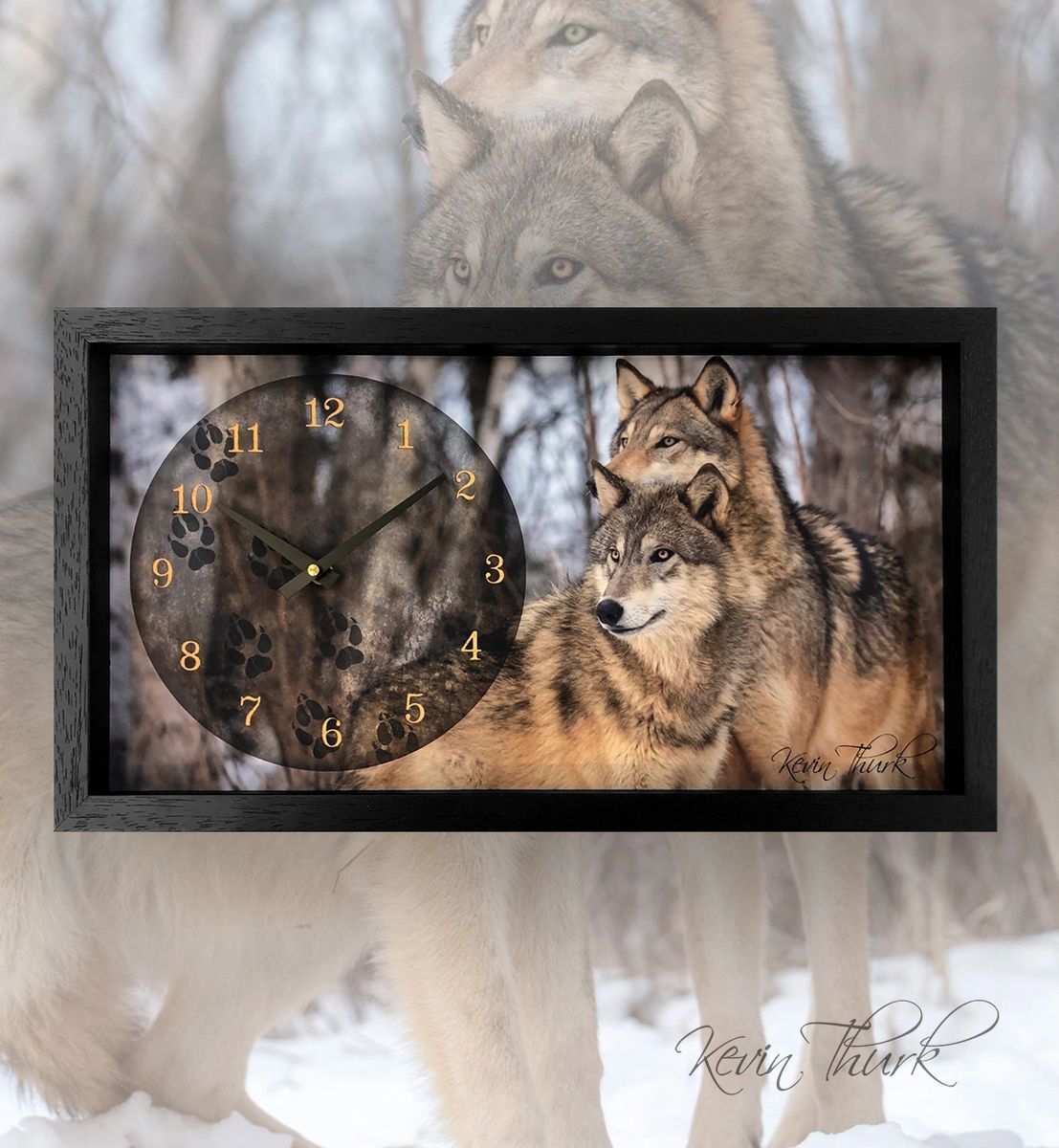 Pair of Wolves Mantel Clock