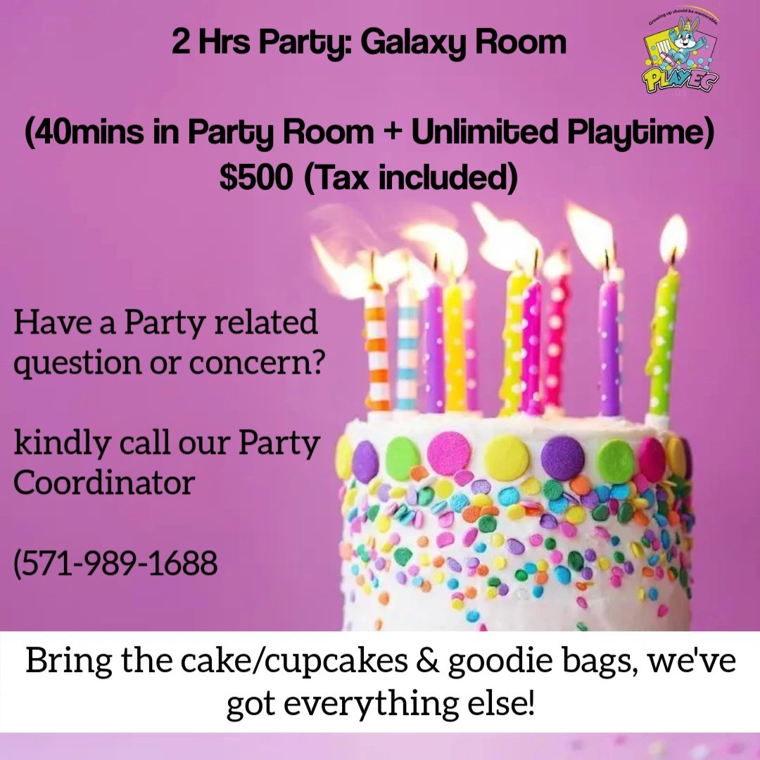 GALAXY ROOM: 20 kids/20 Adults(2Hrs Party; 1Hr Playtime, 40mins in ...