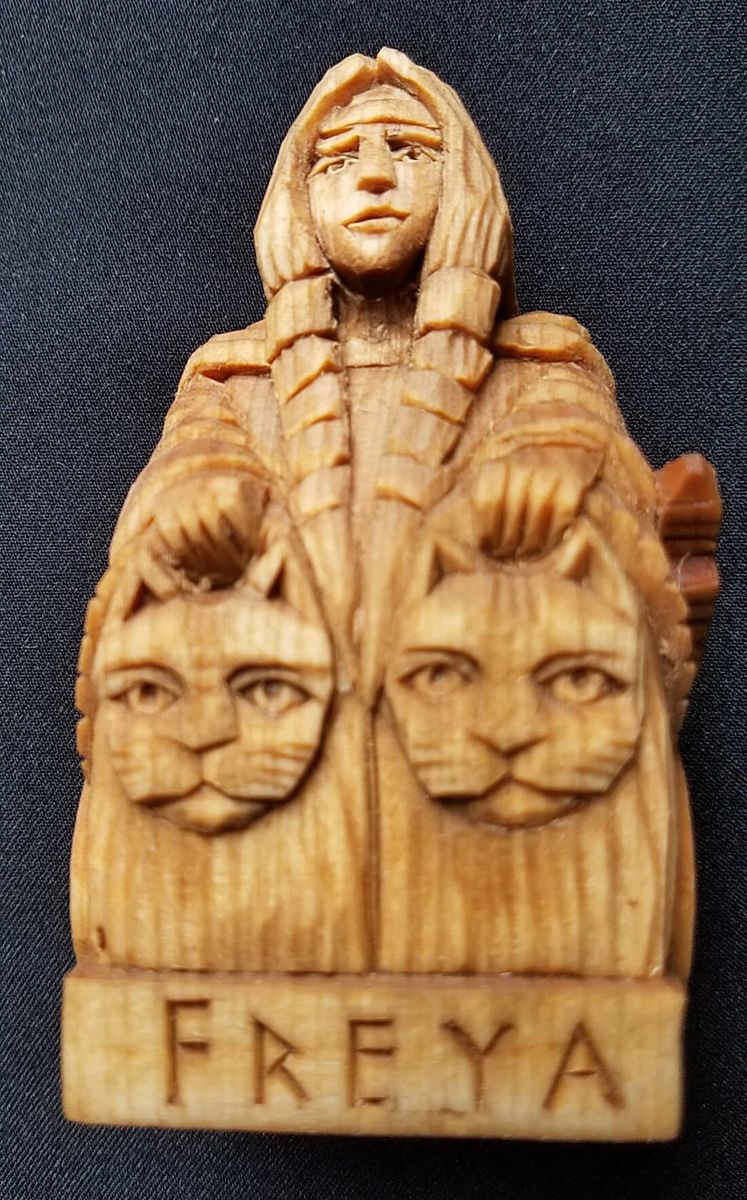 Freya Statue - Norse Goddess - 4" Wood Carving