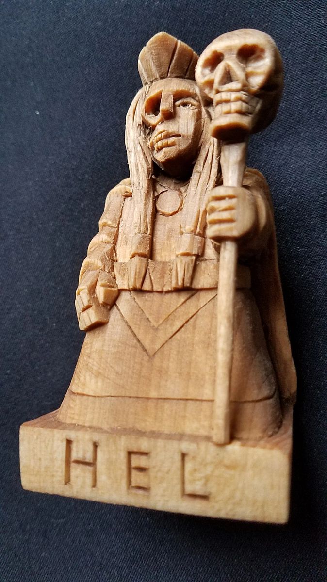 Hel Statue - Norse Goddess - 4" Wood Carving