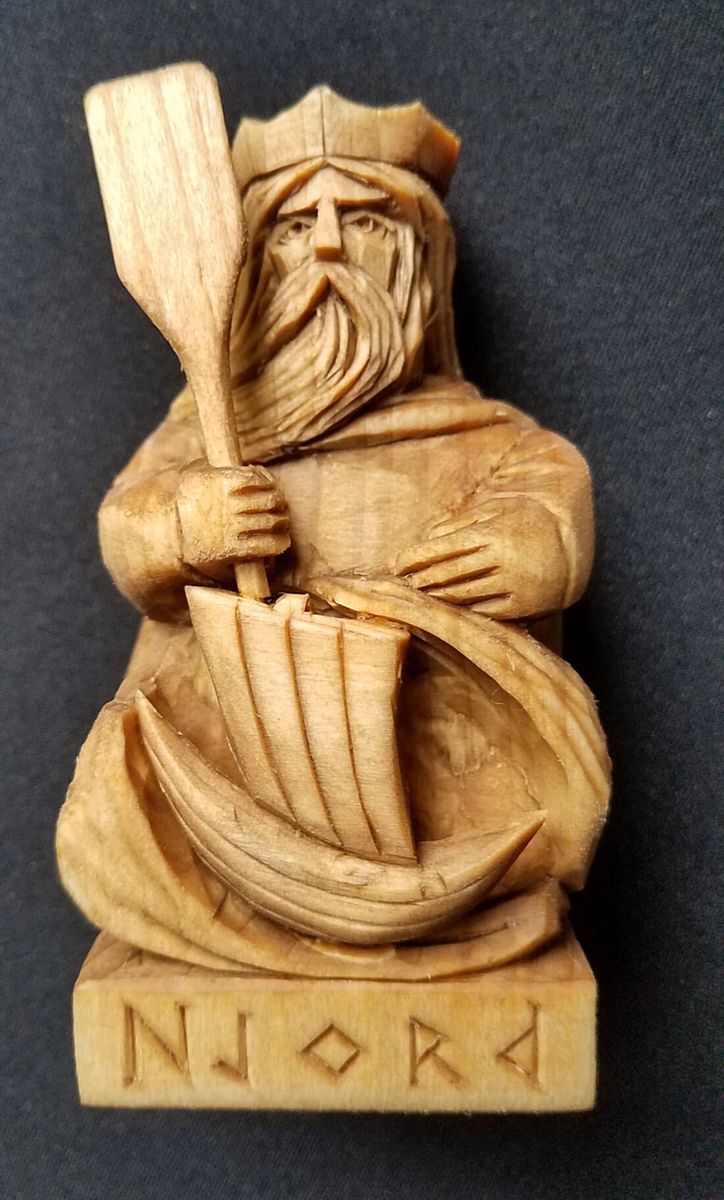 Njord Statue - Norse God - 4" Woodcarving