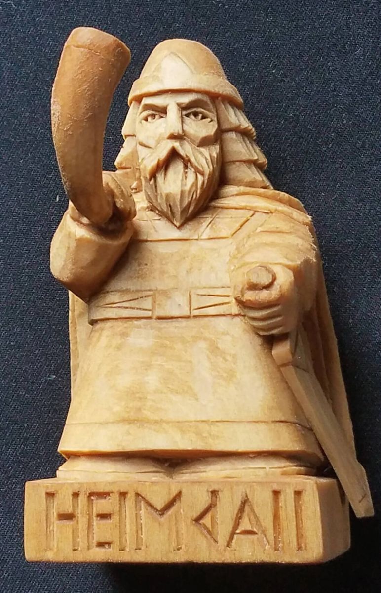 Heimdall Statue - Norse God - 4" Wood Carving