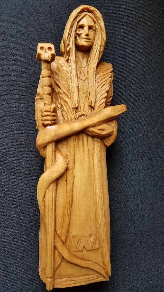 Hel Statue - Norse Goddess - 8" Wood Carving