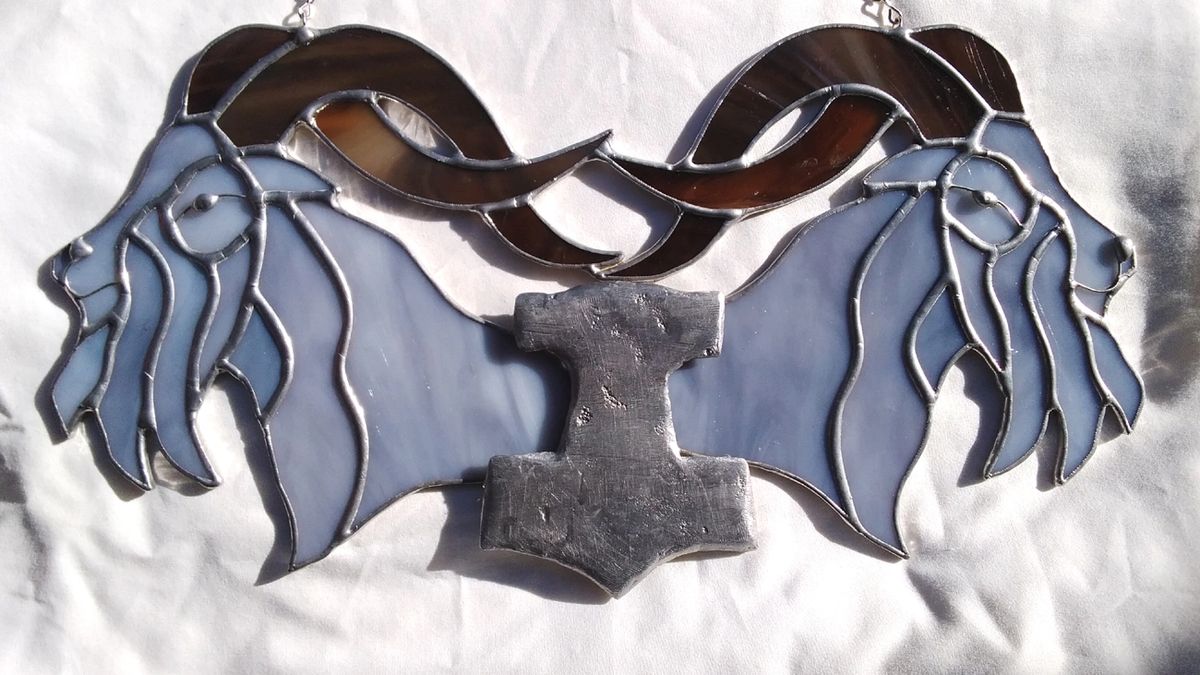 Thor's Goats Stained Glass Suncatcher