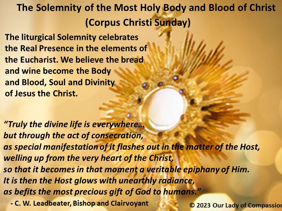 The Solemnity of the Most Holy Body and Blood of Christ