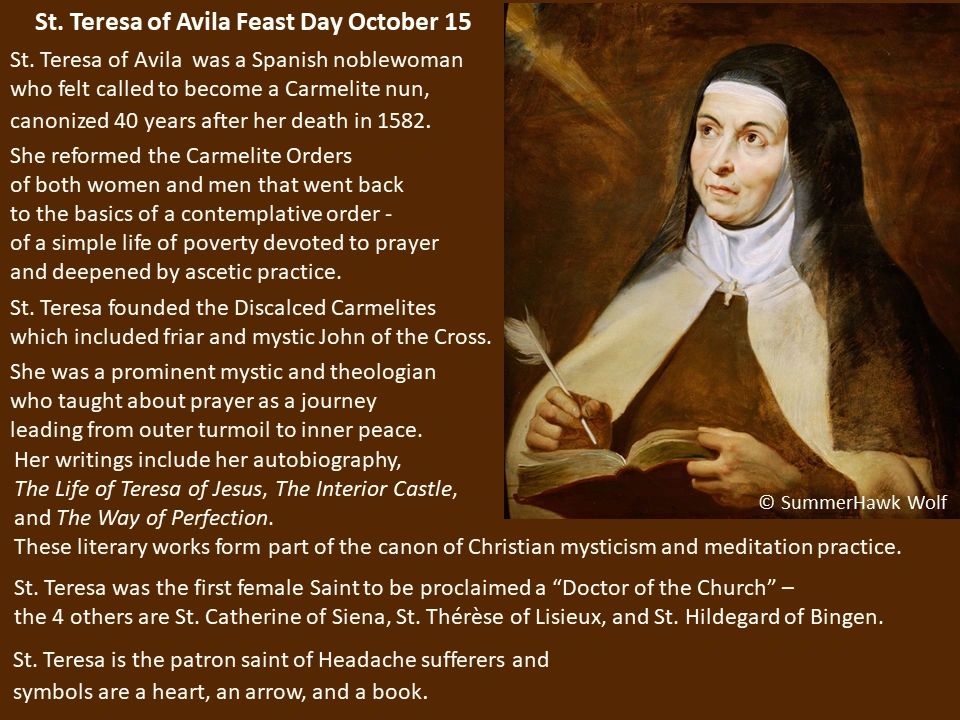 St. Teresa of Avila Feast Day October 15