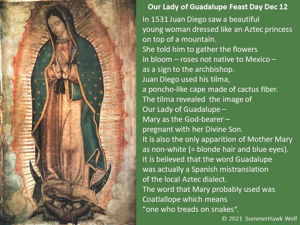 Our Lady of Guadalupe Feast Day Sun Dec 12.