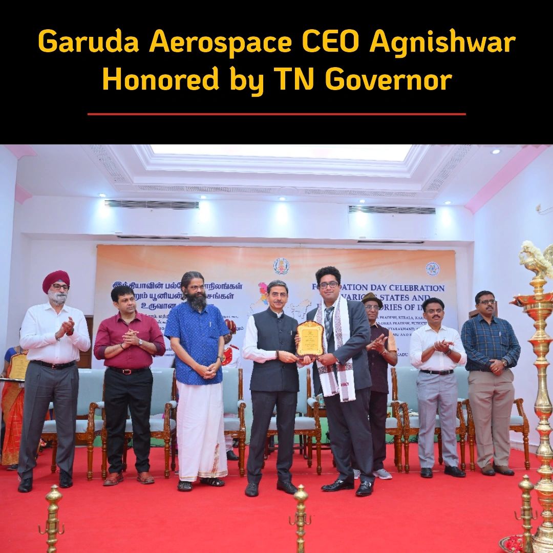 Garuda Aerospace CEO Agnishwar Honored by TN Governor