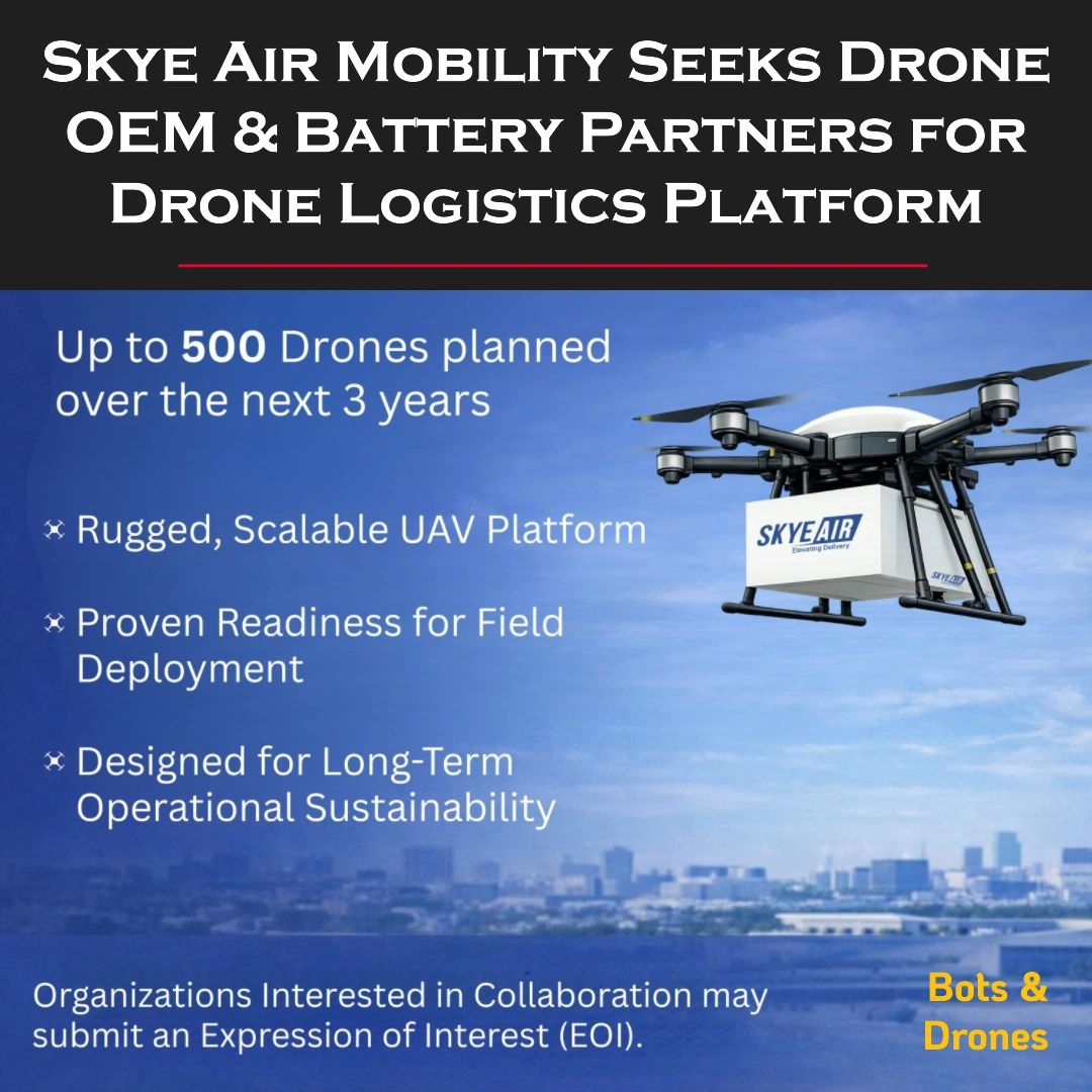 Skye Air Mobility Seeks Drone OEM Partners for Logistics Platform