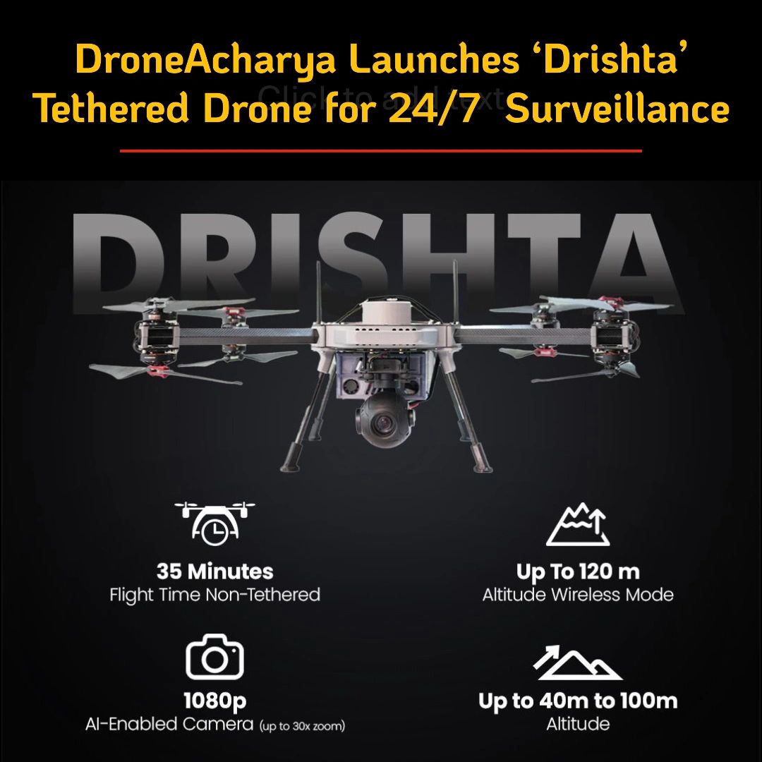 DroneAcharya Launches ‘Drishta’ Tethered Drone for Surveillance