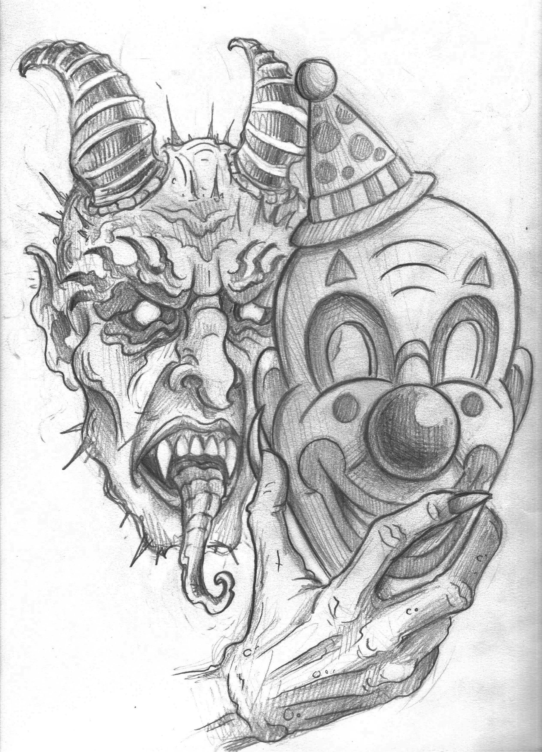 Evil Clown Tattoos Designs