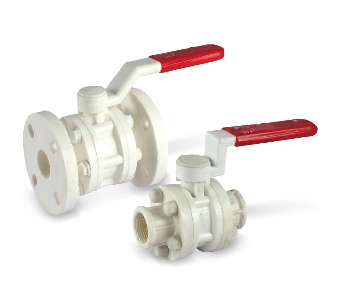 P.P. Ball Valve Screwed Flanged End (Polypropylene Plastic)