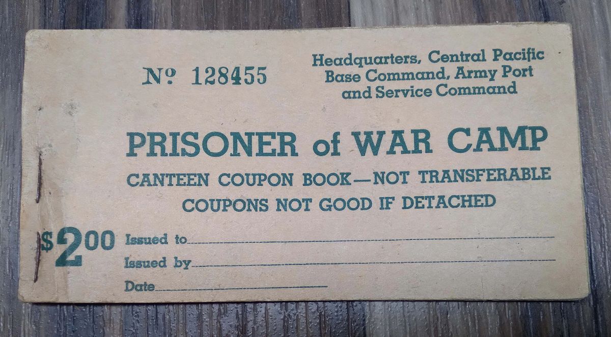 WWII POW PRISONER OF WAR CAMP CANTEEN COUPON CHIT BOOK, Item #7037