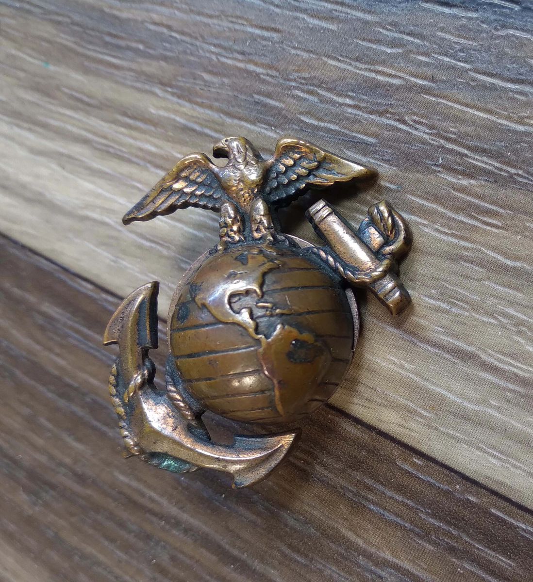 WWII US MARINE CORPS VISOR HAT EGA EAGLE GLOBE ANCHOR USMC, Item #4958