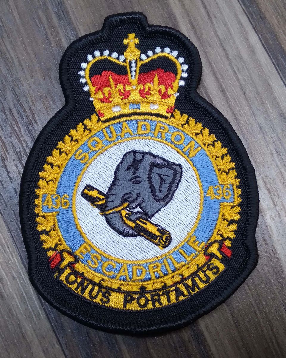 VINTAGE ROYAL CANADIAN AIR FORCE SQUADRON 436 PATCH ONUS PORTAMUS, Item ...