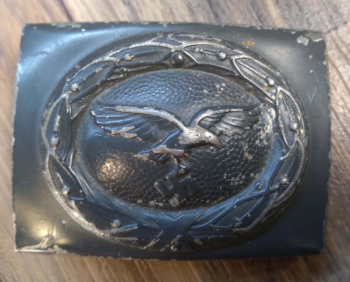 SOLD - REPRODUCTION WWII GERMAN LUFTWAFFE BLUE BELT BUCKLE, Item #4916