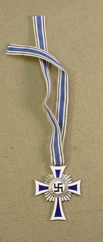 SOLD - REPRODUCTION WWII GERMAN MOTHER’S CROSS IN SILVER WITH RIBBON ...