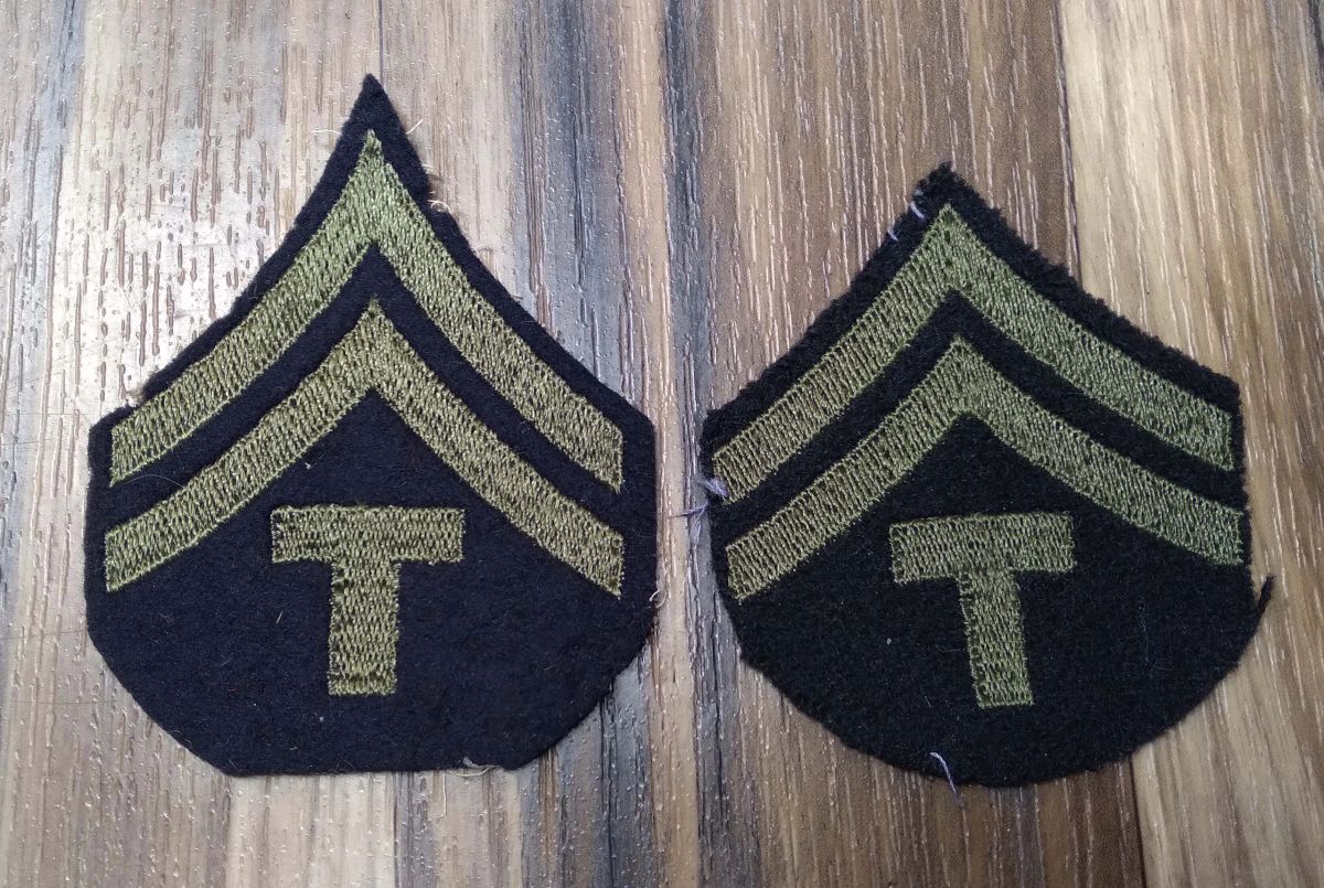WWII US ARMY TECHNICIAN 5TH GRADE SHOULDER STRIPES SET, Item #7308