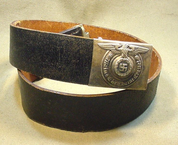SOLD - REPRODUCTION WWII GERMAN EM WAFFEN SS BELT AND BUCKLE, Item #2582