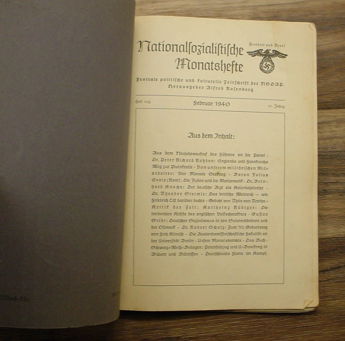WWII GERMAN NATIONAL SOCIALIST MONTHY MAGAZINE FROM FEBRUARY 1940, Item ...