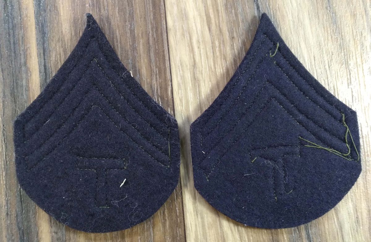 WWII US ARMY EARLY WOOL FELT RANK PATCHES PAIR, Item #5644