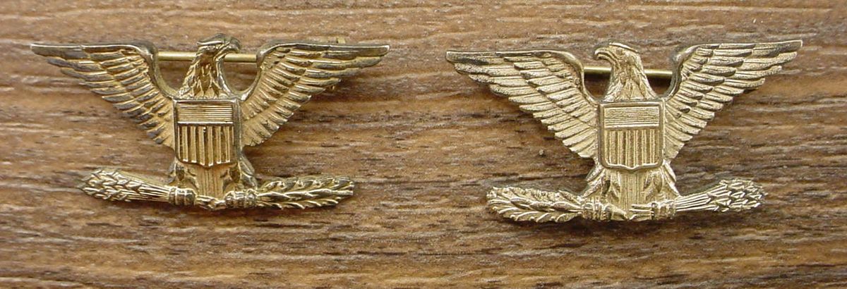 SOLD - WWII US ARMY STERLING SILVER COLONEL EAGLES RANK INSIGNIA PAIR ...