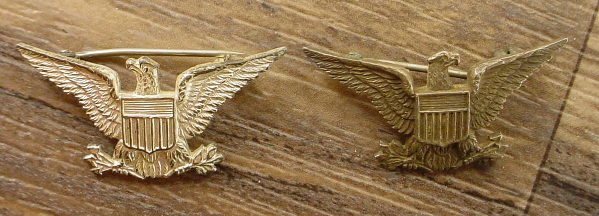 SOLD - WWII US ARMY STERLING SILVER COLONEL EAGLES RANK INSIGNIA PAIR ...