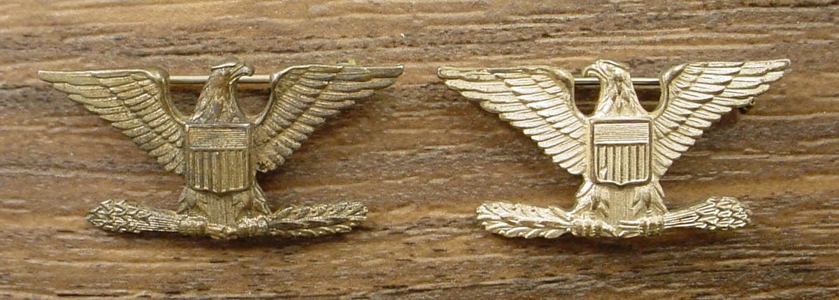 SOLD - WWII US ARMY STERLING SILVER COLONEL EAGLES RANK INSIGNIA PAIR ...