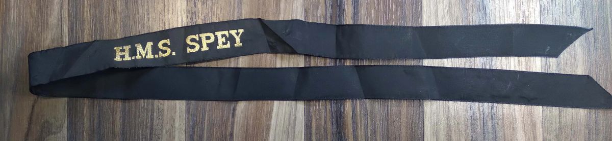 WWII BRITISH NAVY H.M.S. SPEY CAP TALLY, Item #5371