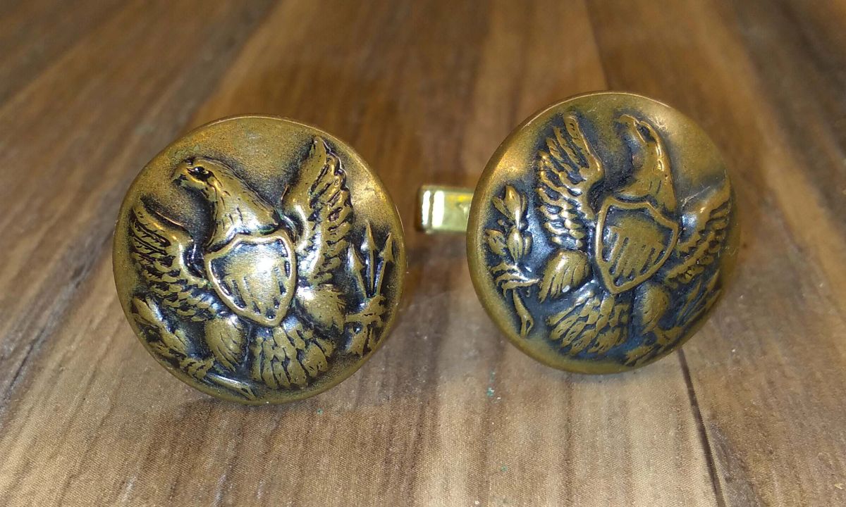 U.S. ARMY FEDERAL EAGLE BUTTON CUFF LINKS, Item #7272