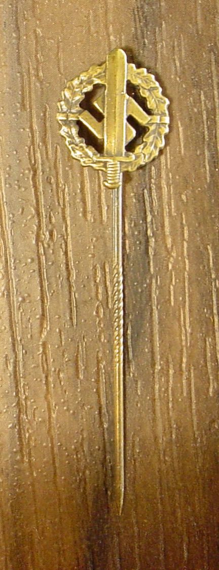 SOLD - WWII GERMAN SA/SS SPORT BADGE STICK PIN, Item #4088