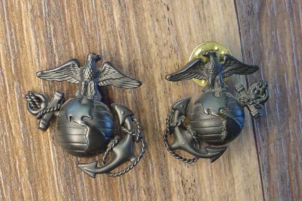 VIETNAM ERA USMC EGA EAGLE GLOBE ANCHOR COLLAR PIN SET, Item #4314