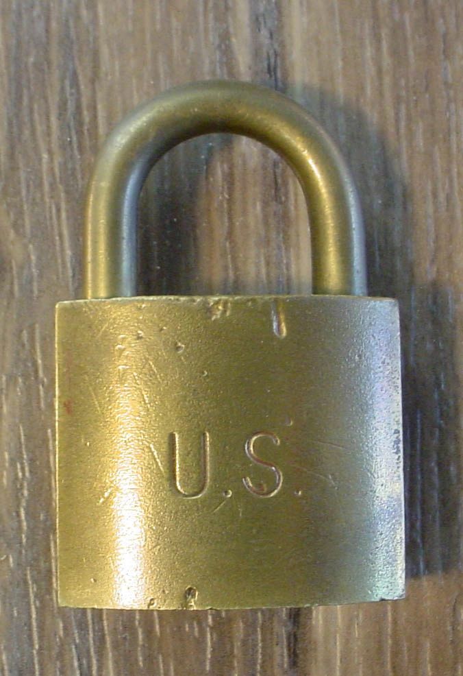 WWII US MILITARY FOOTLOCKER LOCK ALL BRASS, Item #4316