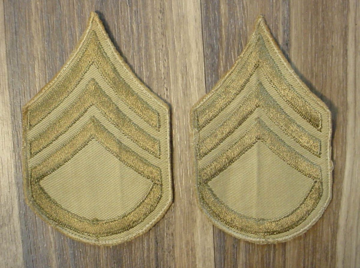 WWII US ARMY PAIR OF STAFF SERGEANT RANK PATCHES FOR KHAKI SHIRT, Item ...