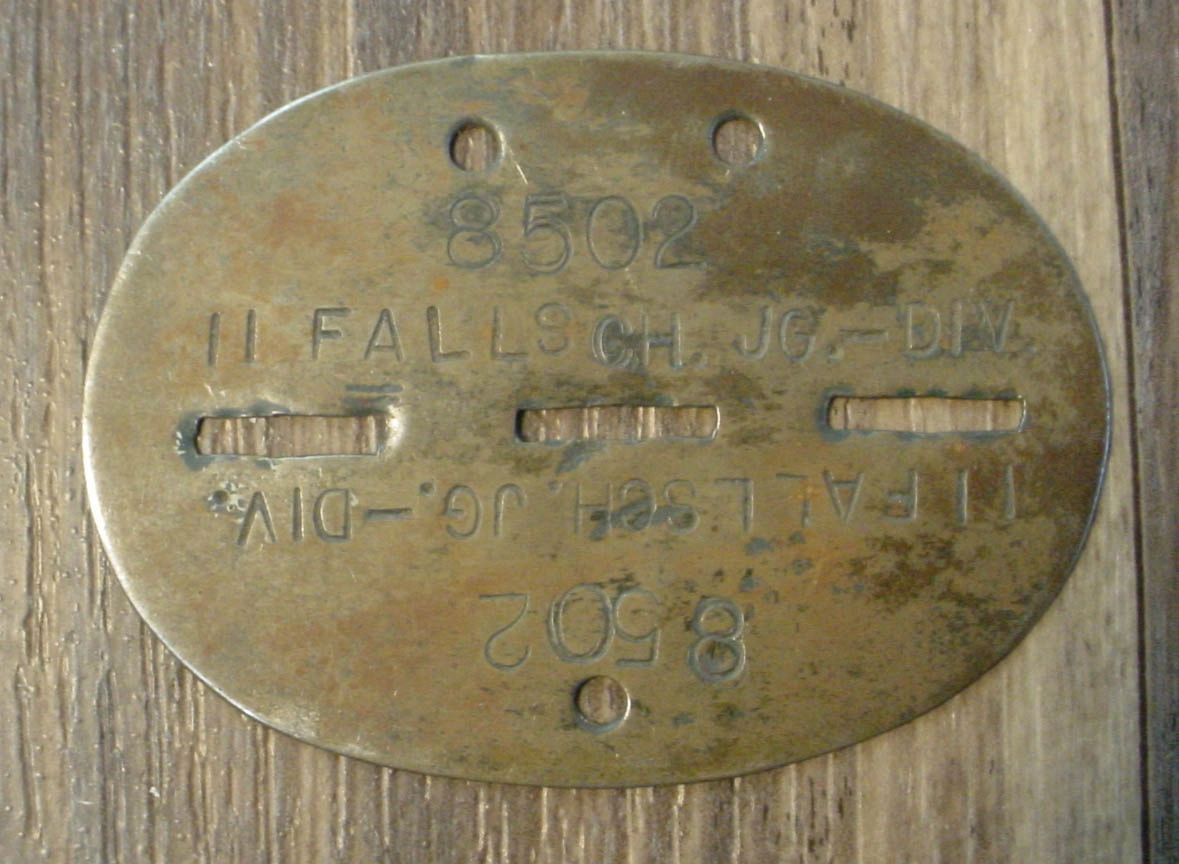 SOLD - REPRODUCTION WWII GERMAN FALLSCHIRMJAGER DOG TAG, Item #4157