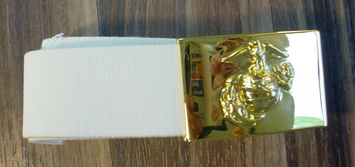 SOLD - UN-ISSUED VIETNAM ERA USMC WHITE DRESS BELT EGA BRASS BUCKLE ...