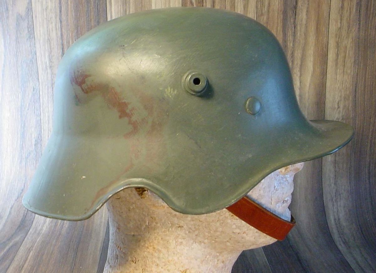 REPRODUCTION WWI GERMAN M18 EAR CUT OUT HELMET, Item #4287