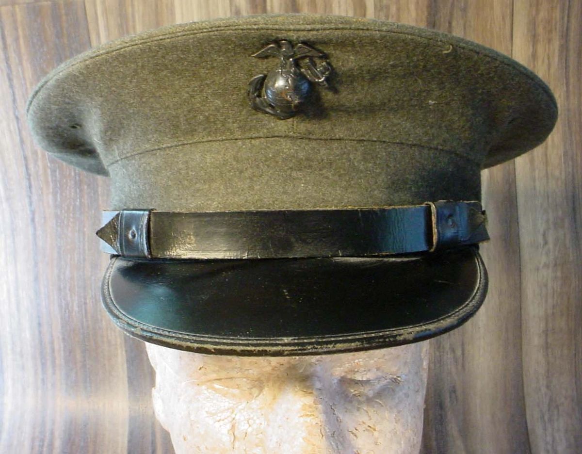 SOLD - WWII USMC ENLISTED VISOR HAT US MARNE CORPS, Item #4285