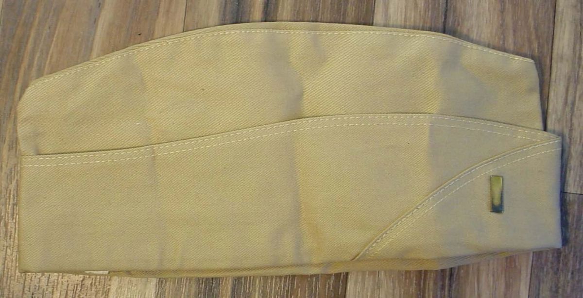 SOLD - WWII US 1ST LIEUTENANT TAN GARRISON CAP, Item #4262