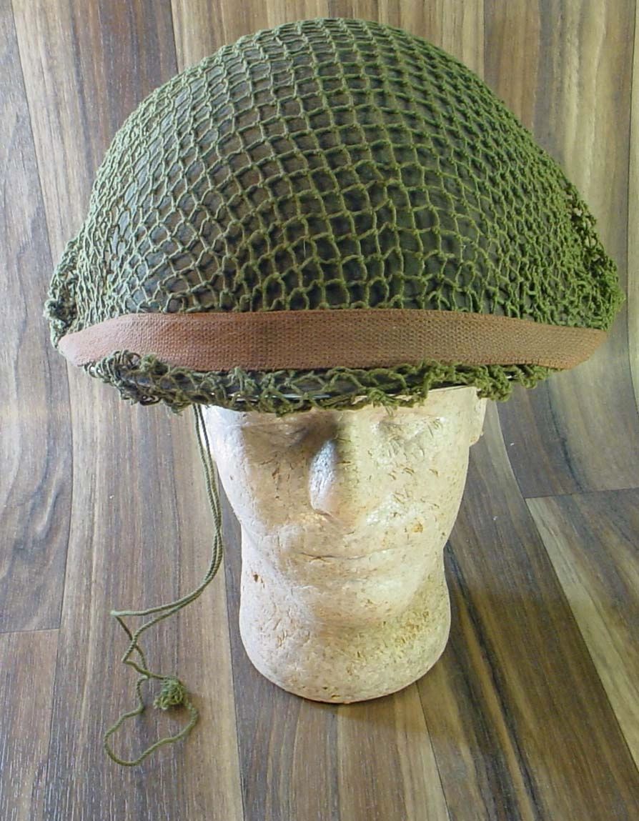 SOLD - WWII BRITISH “TURTLE” MK IV P-1944 HELMET WITH NET, Item #4331