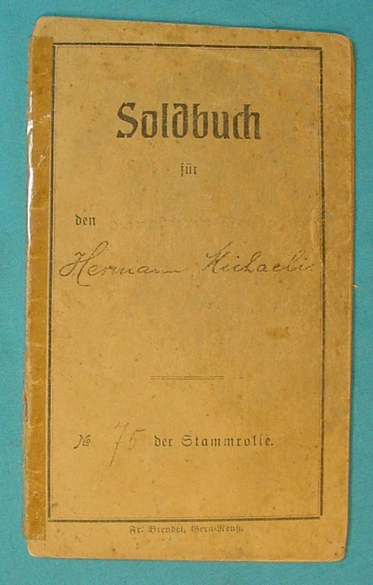 SOLD - ORIGINAL WWI GERMAN SOLDBUCH, Item #2013