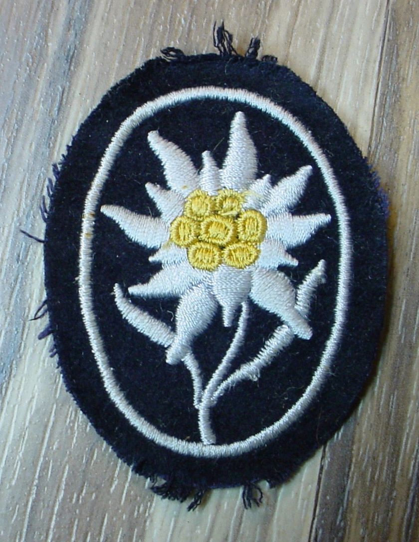 SOLD - WWII GERMAN SS MOUNTAIN TROOP EDELWEISS SLEEVE PATCH, Item #3057