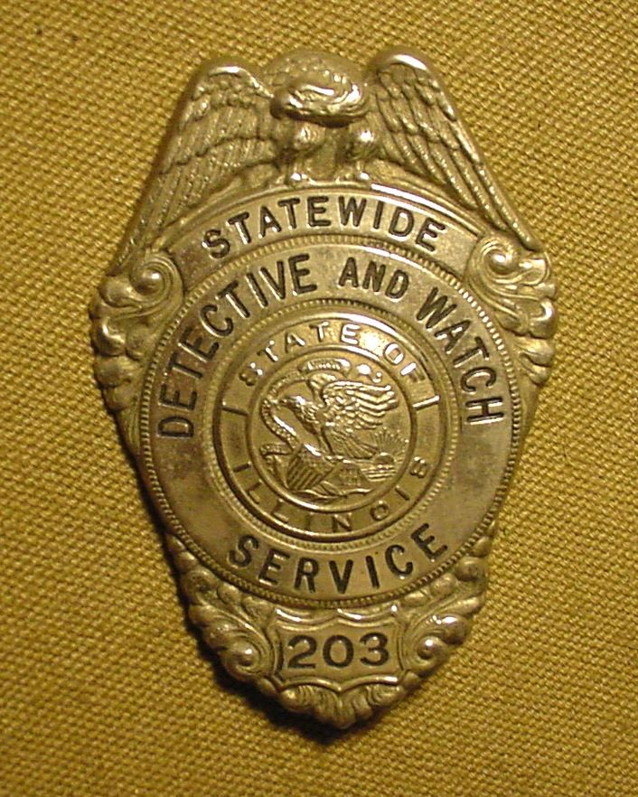 VINTAGE ILLINOIS DETECTIVE AND WATCH POLICE BADGE - Item #0019