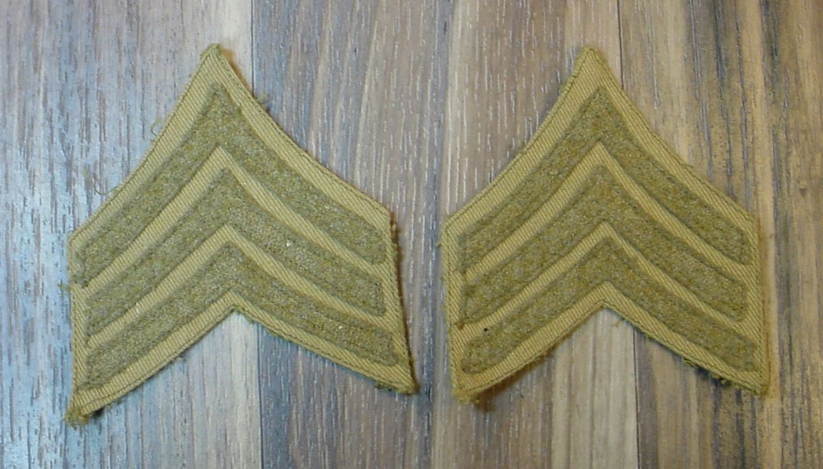 EARLY WOOL WWI/WWII SGT RANK STRIPE PATCHES PAIR – USMC?, Item #3118