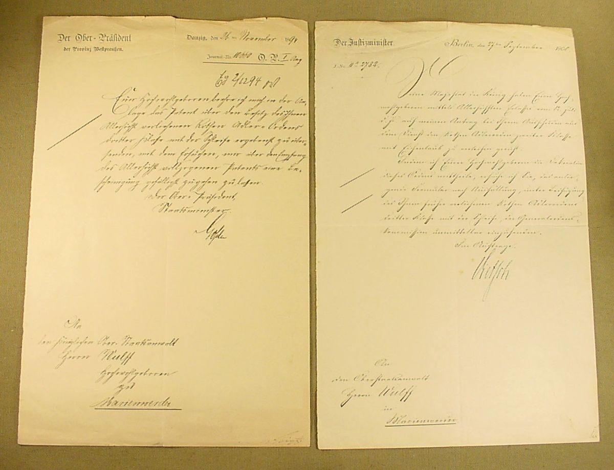 PRE-WWI GERMAN TWO HAND WRITTEN DOCUMENTS - Item #0044